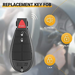 Key Fob Keyless Entry Remote Compatible with 2008-2016 Dodge Ram Truck 1500 2500 3500 Journey Challenger Grand Caravan Grand Cherokee Commander Chrysler IYZ-C01C M3N5WY783X Key Replacement