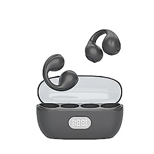 Mudtun Wireless Ear Clip Bone Conduction Headphones Open Ear Earbuds Bluetooth for Windows Android iPhone, Clip On Sport Earbuds Waterproof Outer Headphones for Running Cycling Workout Black