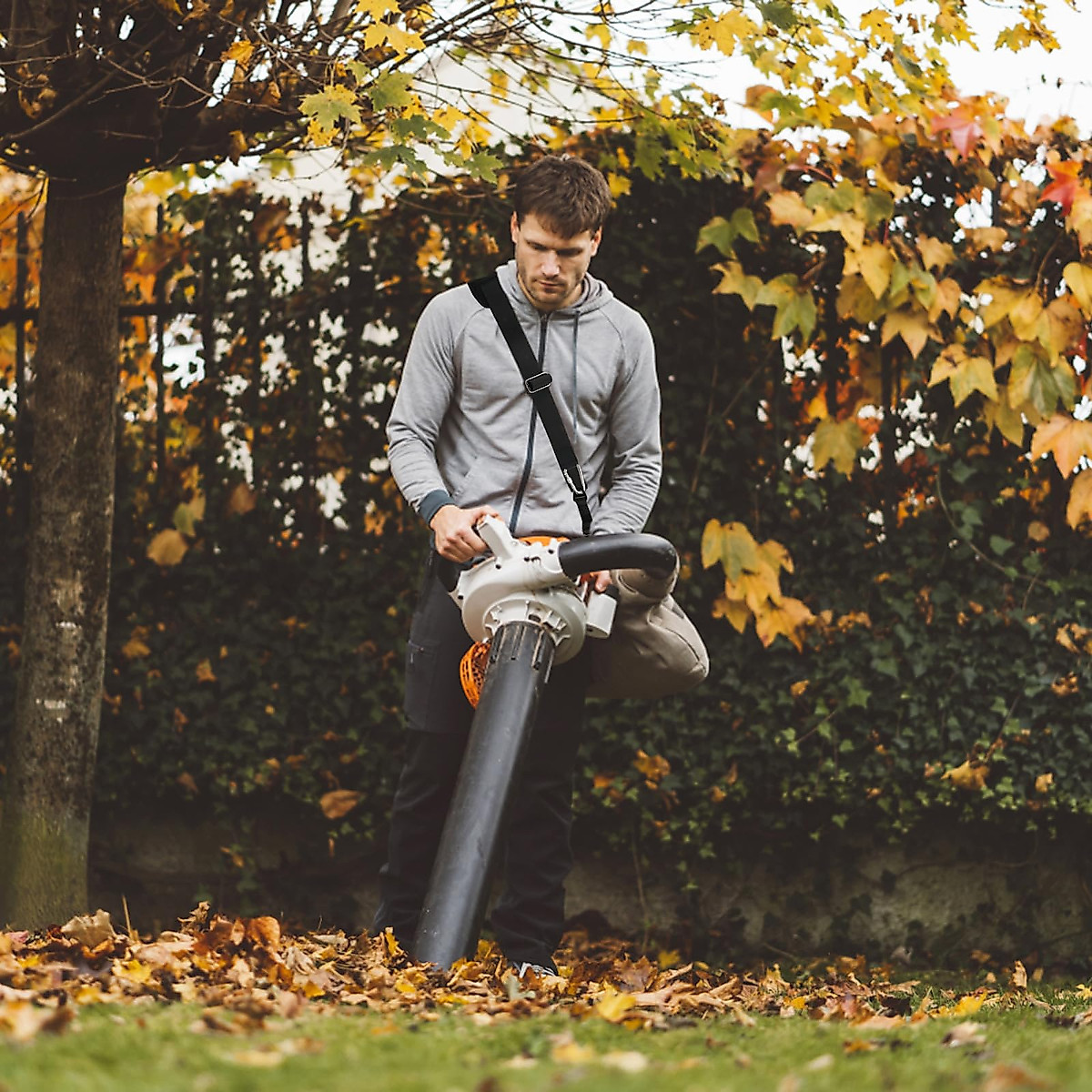 Shoulder Trimmer Strap, Blower Straps Strap, Weed Eater Strap, Easy Release Brush Cutter Harness Compatible with Greenworks/DEWALT/EGO String Trimmer, Leaf Blower, Shrub Trimmers & Snow Blower (Black)