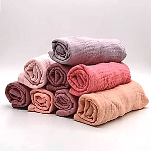 VOMARHUG Muslin Baby Bibs for Girls,100% Cotton Muslin Drool Bandana Bibs,Soft Absorbent Bibs for Teething and Drooling,Adjustable Snap,8 Pack,Solid Color