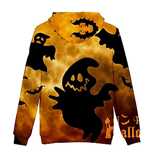CapsA Halloween Hoodies Costumes for Women Long Sleeve Pumpkin Print Hoodie Top Blouse Funny Pullover Hooded Clothes