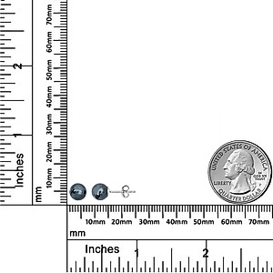 AVORA 925 Sterling Silver 6mm Hematite Ball Stud Earrings