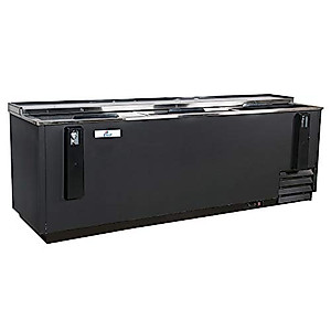 Horizontal Bottle Cooler Deep Well 95" Width NSF Certified Commercial beer bottle Refrigerator Black 33°-38°F Top-Loading