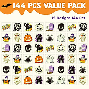 JOYIN 144 PCS Halloween Glowing Temporary Tattoos for Kids, 12 Designs Luminous Halloween Tattoo stickers, Glow in The Dark Party Supplies Decoration, Party Favors Games Prizes, Trick or Treat Gifts