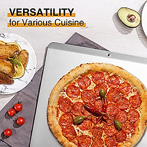 HONGBAKE Large Flat Cookie Sheet No Edges, Nonstick Insulated Baking Pan, Commercial Oven Trays for Cooking 2 Pieces, 16" X 14", Grey