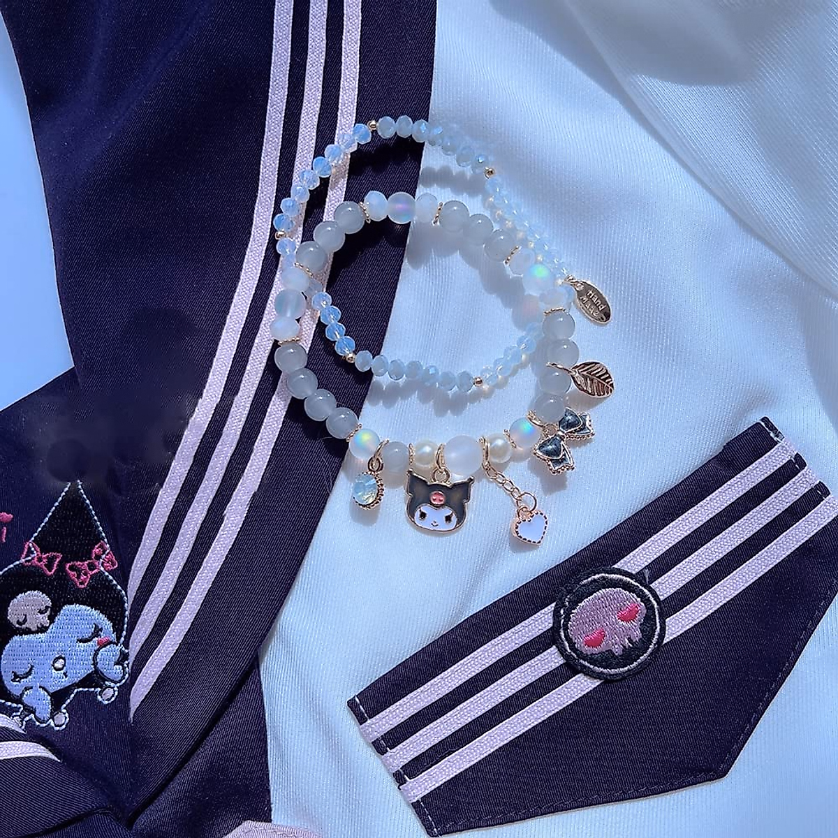 ANZWTLOYY Y2k Kawaii Bracelets Friendship Bracelets Set Cute BFF Beaded Relationship Elastic Bracelets for Women (C)