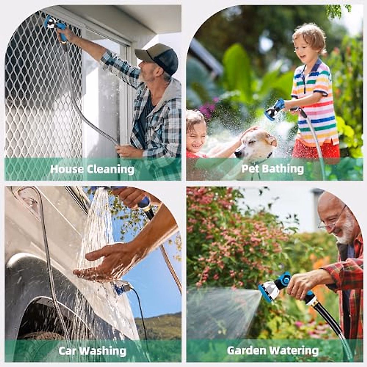 Garden Hose 50 ft - Metal Garden Hose Stainless Steel Water Hose Flexible Garden Hose 50 ft Collapsible and No Kink Water Pipe