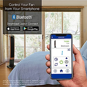 Lasko Wind Curve Electric Oscillating Tower Fan with Bluetooth Technology for Indoor, Bedroom and Home Office Use, 42", Woodgrain T42905