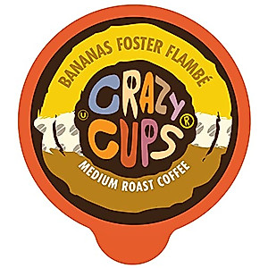 Crazy Cups Flavored Coffee for Keurig K-Cup Machines, Bananas Foster Flambe', Hot or Iced Drinks, 22 Single Serve, Recyclable Pods