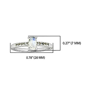 YoTreasure 0.64 ct Moonstone White Topaz Solid 925 Sterling Silver Gemstone Ring Jewelry