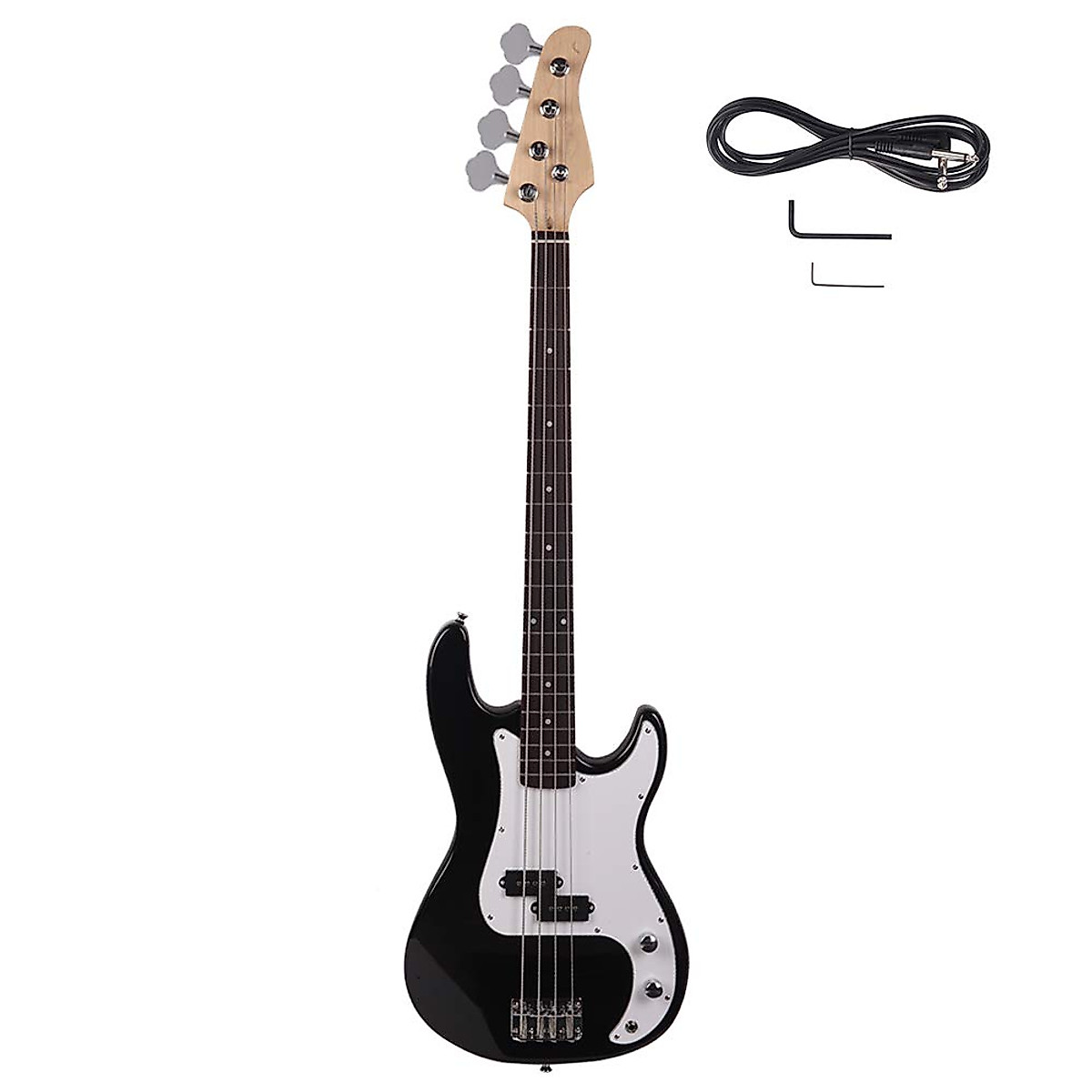 ATERI Full Size Electric Bass Guitar, Right Handed 4-String Electric Bass for Starter Beginner with AMP Wire and Accessories (Black)
