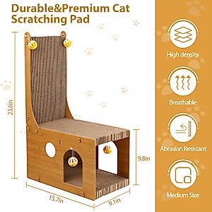 YEMOO ​Cat Scratcher, Cat Scratching Board, L Shaped Vertical Cat Scratcher for Wall and Couch Protection, Cat Scratching Board with 4 Cat Ball Toys for Indoor Cats