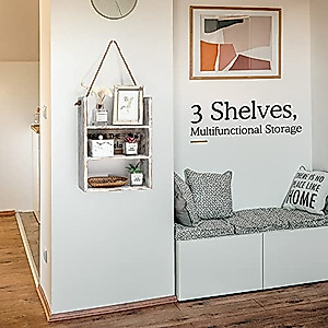 Luxspire Bathroom Shelves Wall Hanging Shelf, 3 Tier Rustic Wooden Floating Shelf Storager for Bedroom Living Room Bathroom Decor,Plant Towel Toilet Paper Shelves Over Toilet Organiser Rack, Relax