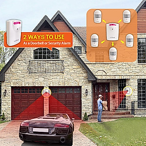 4VWIN Wireless Home Security Driveway Alarm 1 Receiver and 1 PIR Motion Sensor Detector Infrared Alert System Kit