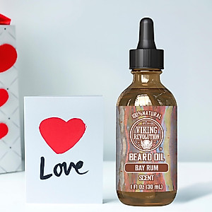 Viking Revolution Bay Rum Beard Oil for Men - Natural Softener and Conditioner with Argan & Jojoba Oils for Strengthening and Moisturizing