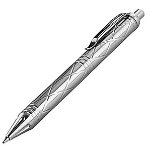 SMOOTHERPRO Stainless Steel Push Button Mechanism Pen Solid Comfortable Weight for Holding Click Ballpoint for Christmas Birthday Festival Signature Gift(PSS043)