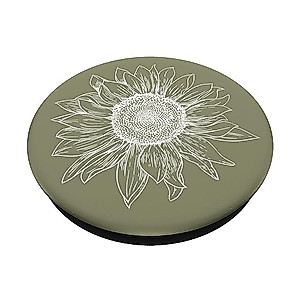 Abstract Pastel Boho Sunflower Minimalistic Line Art PopSockets Standard PopGrip