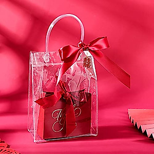Simple polymer 5 x 2.5 x 5.9 Inch Transparent PVC Gift Wrap Bag with Handles Clear Gift Bags Transparent Shopping Tote Bags,Wedding Candy Bags, Cosmetic Handbags for Cookies, Candies,Dessert,10 Pcs