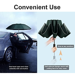 Urvoix Travel Umbrella Compact Windproof - Vented Double Canopy Umbrellas for Rain, Portable Umbrella Inverted Automatic Open Close with Reflective Strip