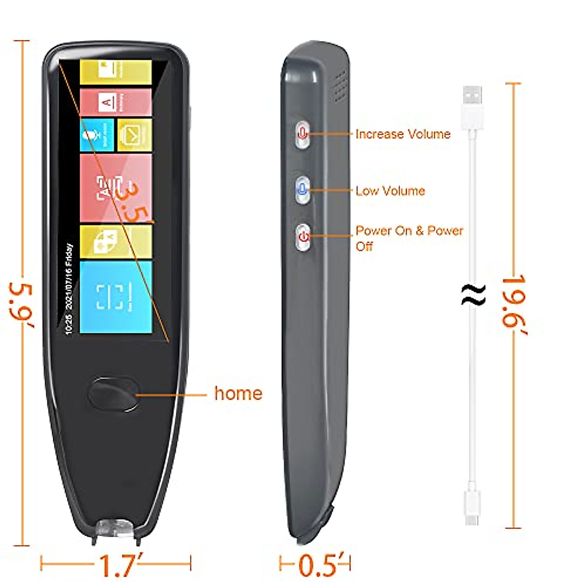 Scanning Translator Device with Camera, Scanner Language Translator Pen for Spanish, German, Japanese, English, Chinese, Russian/Online 116 Languages Speak & Translate/Scan Text