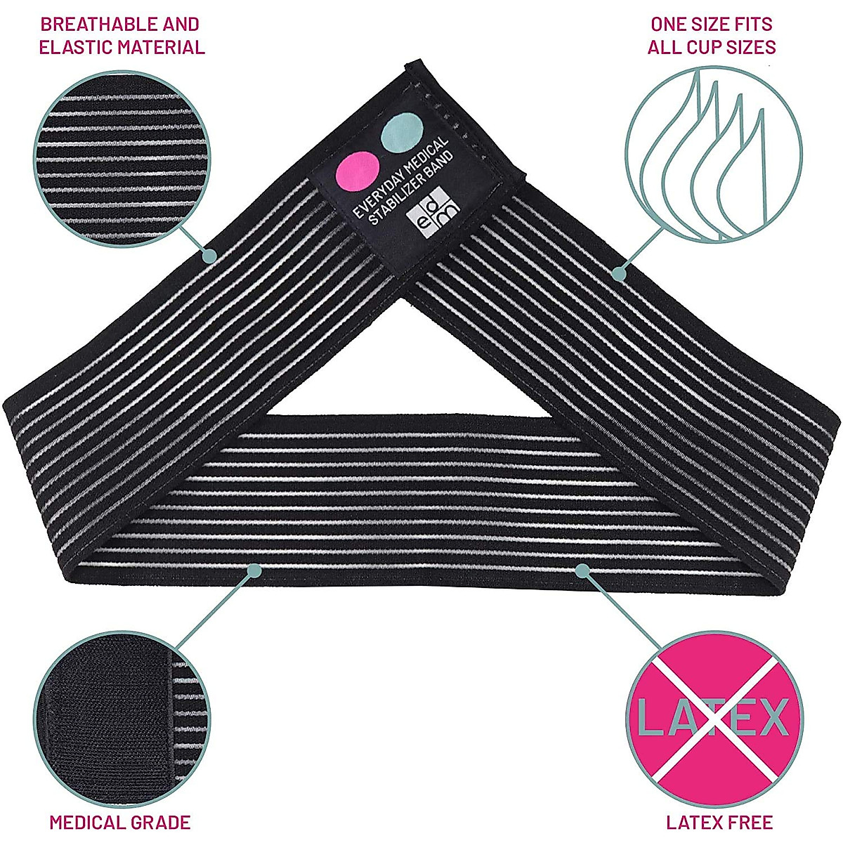 Everyday Medical Breast Implant Stabilizer Band I Post Surgery Breast Augmentation and Reduction Strap I Chest Belt I Breast Support Bandage I One Size Fits All