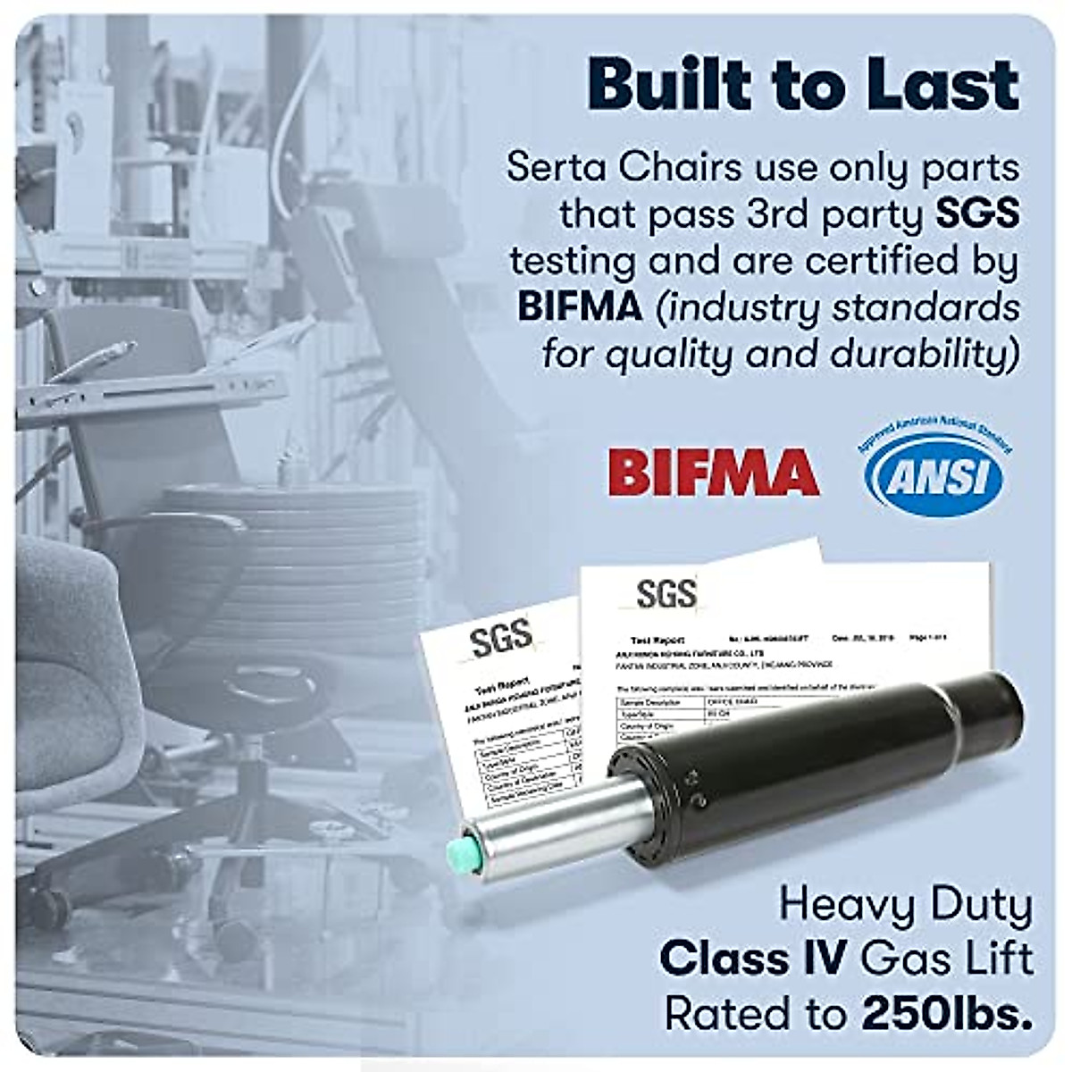 Serta Leighton Home Office Chair with Memory Foam, Height-Adjustable Desk Accent Chair with Chrome-Finished Stainless-Steel Base, Twill Fabric, Stoneware Beige