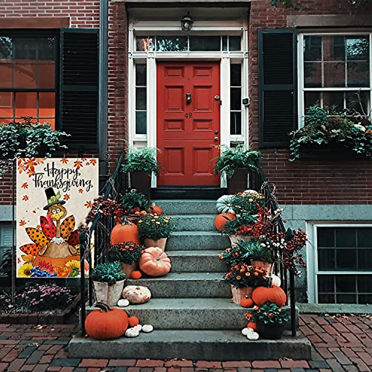 Happy Thanksgiving Garden Flags 12.5 x 18 Inch, Be Thankful Thanksgiving Flag Double Sided Decorative Turkey Fall Garden Flag for Thanksgiving Day Harvest Fall Autumn Yard Outdoor Decor