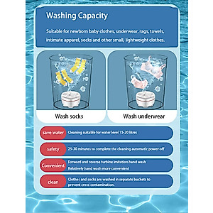 AMZTEMU Portable Mini Turbo Washer, Portable washer machine, Mini washing machine portable washer for Underwear, Baby Clothes, or Small Items, for Apartments, Camping, Travel