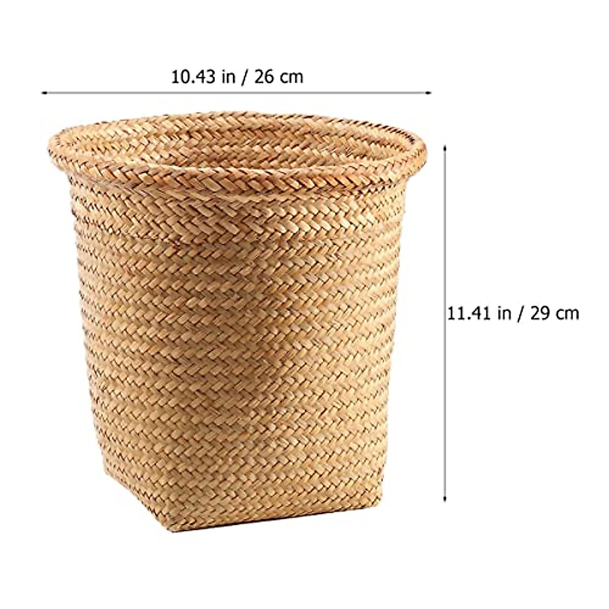 COLLBATH Garbage Cm/inch Wastebasket Trash Flower Kitchen Home Baskets Rattan Garden Container Natural Height Bowl for Holder Waste Bathrooms Organizer Snack Office Laundry Fruit Pots
