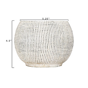 Distressed Cream Terracotta Planter with Fluted Texture