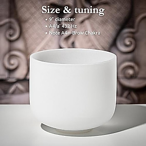 Meinl Sonic Energy Crystal Singing Bowl 9" A Note Brow Chakra, High-purity Quartz — for Meditation, ASMR, Sound Therapy, Yoga