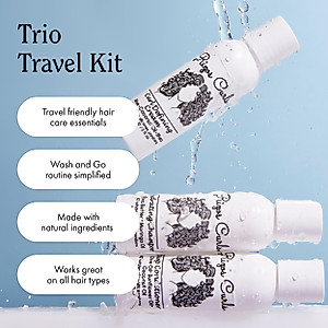 Rizos Curls Trio Travel Curl Kit, Includes Travel Hydrating Shampoo, Travel Deep Conditioner, Travel Curl Cream, Gently Cleanse, Hydrate and Style, For All Curl Patterns 2a - 4c, 3 pack of 2 oz