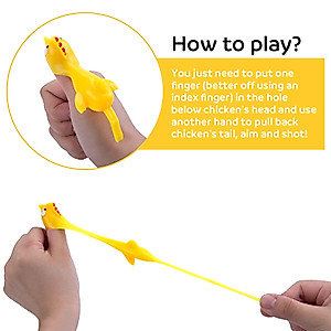 POPLAY 42PCS Flying Chicken Slingshot, Flicking Rubber Chickens Sling Shot Funny Gag Gifts for Kids Adults Party Favors Birthday Goodie Bags Stuffers Novelty Classroom Exchange Gifts