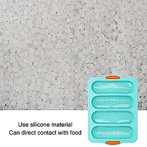 WOOXGEHM Silicone Bread Pan Baking Tray, for Baking French Baguette/Hot Dog Bun Mould, 4 Grooves, Non Stick Easy to Clean Heat Resistant Silicone Bread Pan, Kitchen Tools(Green)