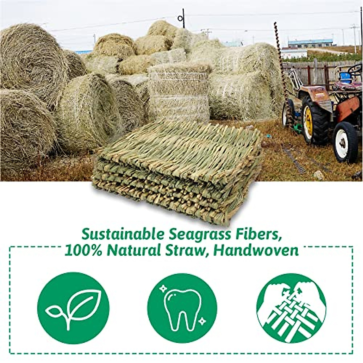 Grass Mat Woven Bed Mat for Small Animal 5 Grass Mats Bunny Bedding Nest Chew Toy Bed Play Toy for Guinea Pig Parrot Rabbit Bunny Hamster Rat