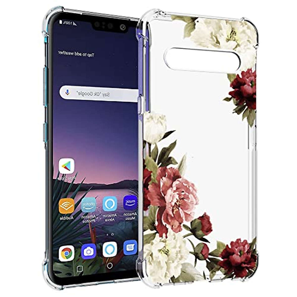 Zoeirc Case for LG V60 ThinQ 5G Case/LG V60/LM-V600 Clear Case for Girls Women, Soft TPU Shockproof Protective Transparent Case Cover for LG V60 (Blossom Flower)