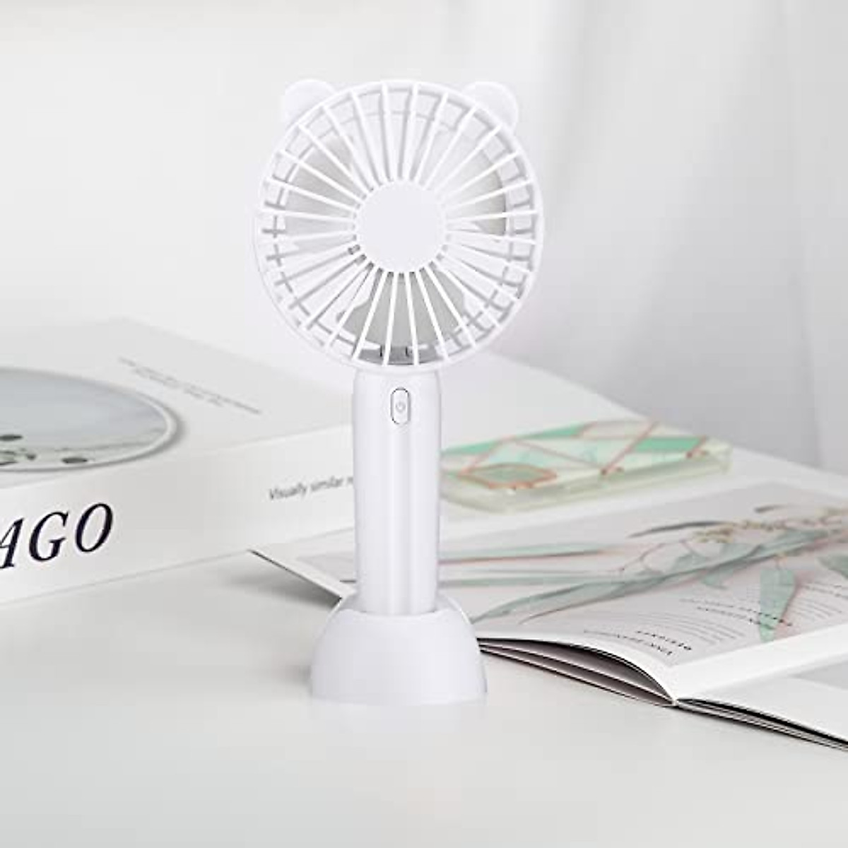 MILPROX Mini Handheld Fan, Updated Light Portable Personal Hand Fan Battery Operated USB Rechargeable 3 Speed Cute Fan Desk Table Fan for Kids Girls Woman Home Office Outdoor Travel-White New
