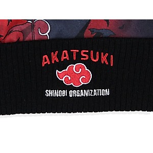 Bioworld Naruto Shippuden Itachi Akatsuki Shinobi Organization Cuffed Pom Beanie Hat Black