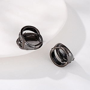 Luxurious Fashion Gun Black Plated Rhinestone Crystal Elastic Adjustable Stretch Adjustable Costume Cocktail Rings for Women