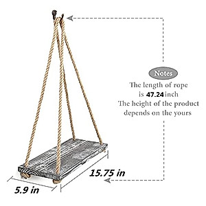 CASAVIDA Wood Floating Shelf Set of 4 Wall Hanging Shelf Decorative Plant Shelves Distressed Rope Floating Shelves Rustic Home Wall Decor for Living Room Bedroom Kitchen