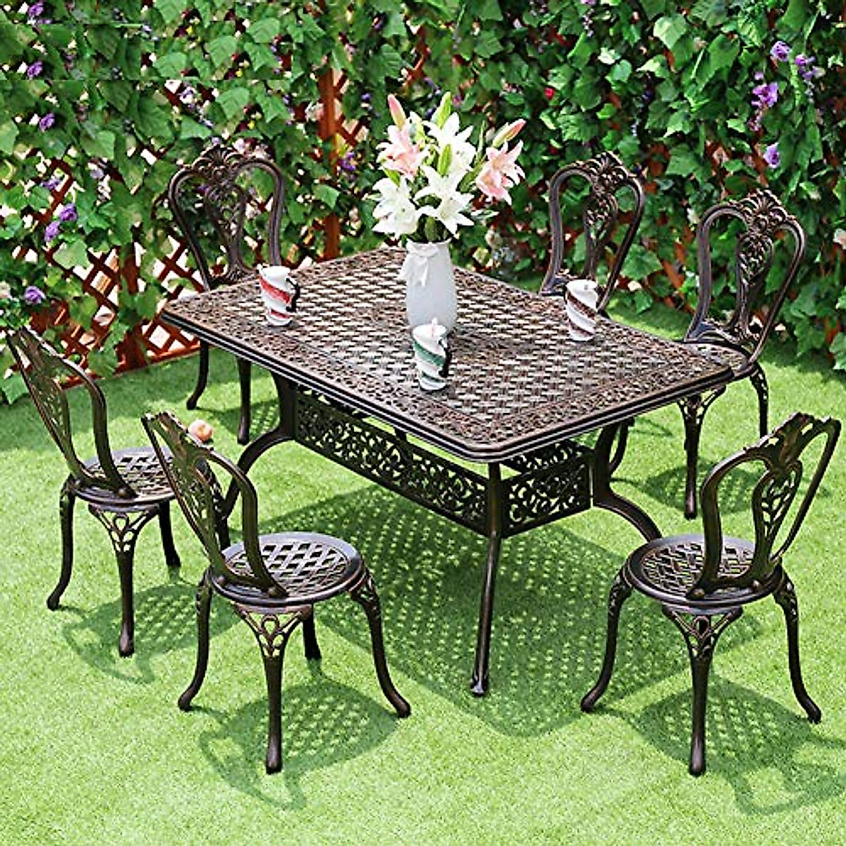 2pcs Crown Chair Needs Assembly Cast Aluminium Table and Chair Sets Outdoor Garden Patio Furniture Bistro Set Weatherproof with Timeless Design