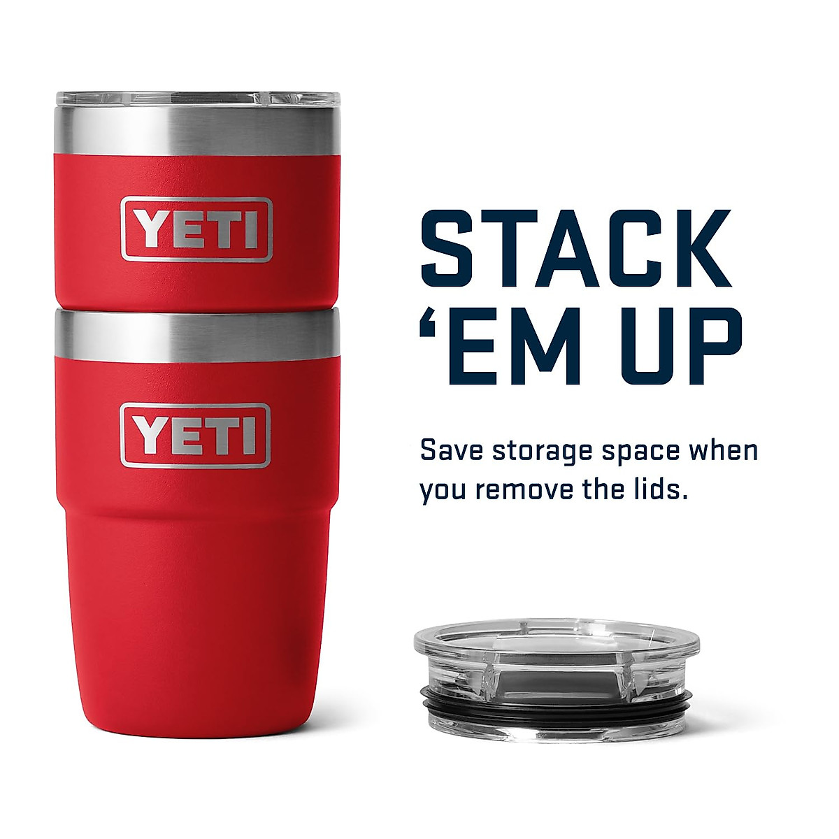 YETI Rambler 8 oz Stackable Cup, Stainless Steel, Vacuum Insulated Espresso Cup with MagSlider Lid, Rescue Red
