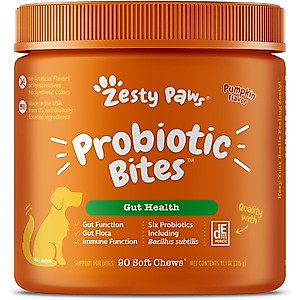 Probiotics for Dogs - Digestive Enzymes for Gut Flora, Digestive Health, Diarrhea & Bowel Support - Clinically Studied DE111 - Dog Supplement Soft Chew for Pet Immune System - Pumpkin