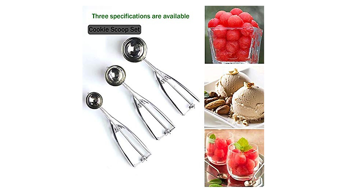 3-Piece Stainless Steel Cookie Scoop Set - Versatile Kitchen Tool
