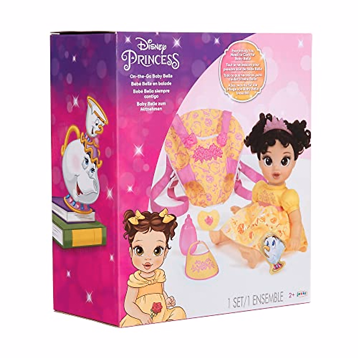 Disney Princess Belle Baby Doll Deluxe with Tiara, Carrier, Plush Friend, Pacifier, Bib & Baby Bottle [Amazon Exclusive]