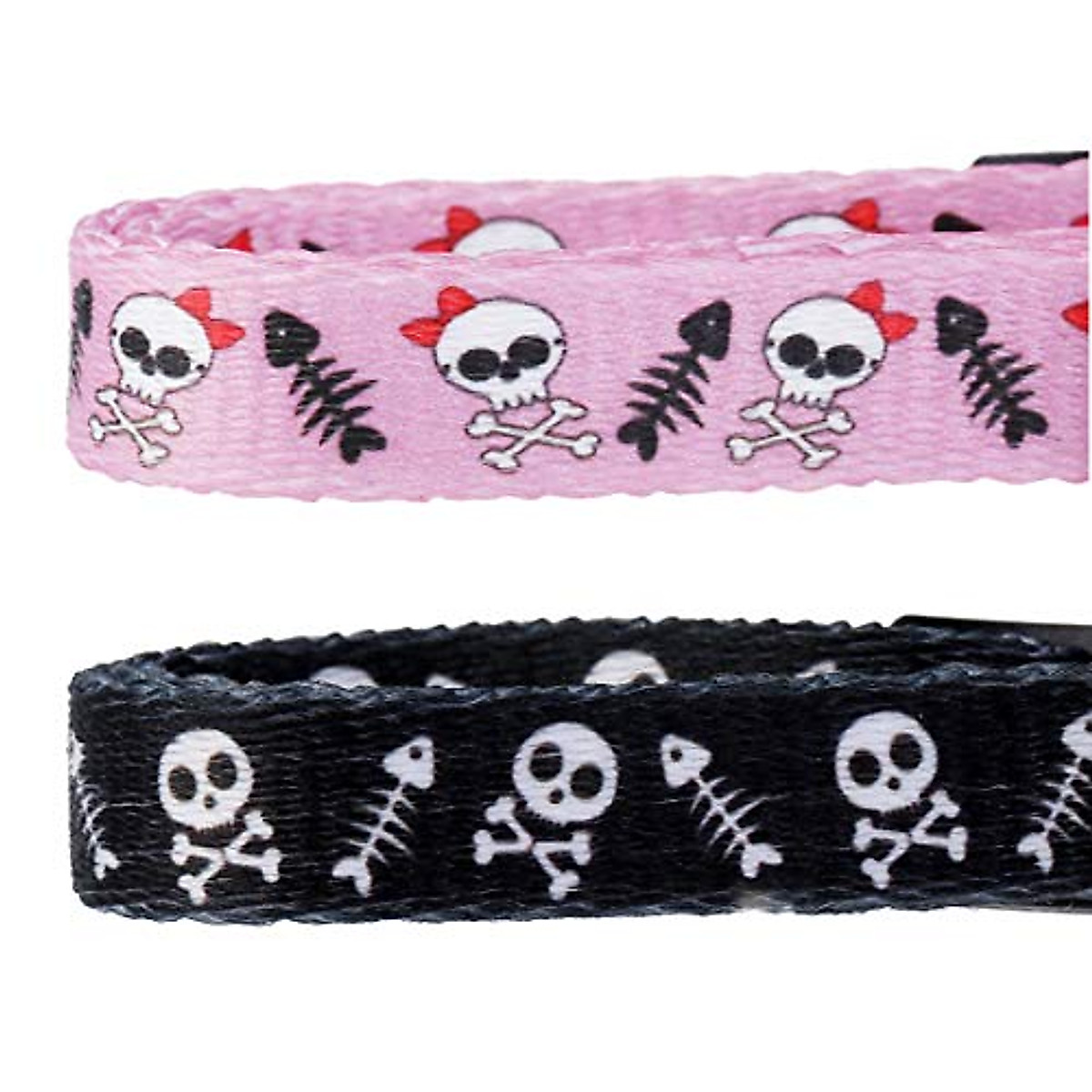 BoomBone Skull Cat Collar Breakaway with Bell,Pack of 2 Safe Halloween Puppy Collars