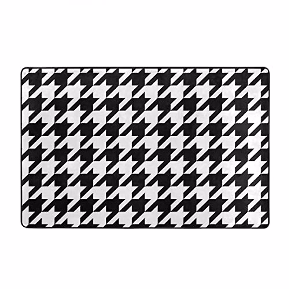Luxurious Area Rugs Big Size Play Mat for Kitchen Playroom - black and white houndstooth 60 x 39 Inch Floor Pad Rugs, Indoor/Outdoor Entryway Rug Non Skid Backing