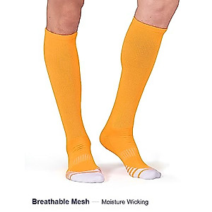 FITRELL 2 Pack Baseball Soccer Softball Socks for Kids Youth Men & Women Over-the-Calf Knee High Socks, nfl, Gold/Yellow, Medium
