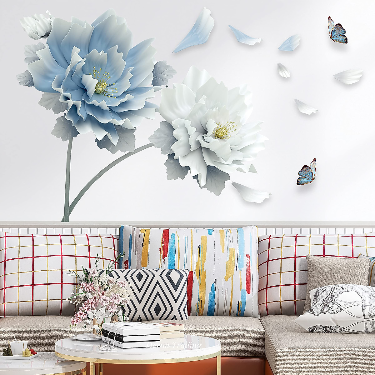 DERUN TRADING DIY WALL DECORATION(Home Personalized Design) Flowers Peel and Removable Adhesive Sticker