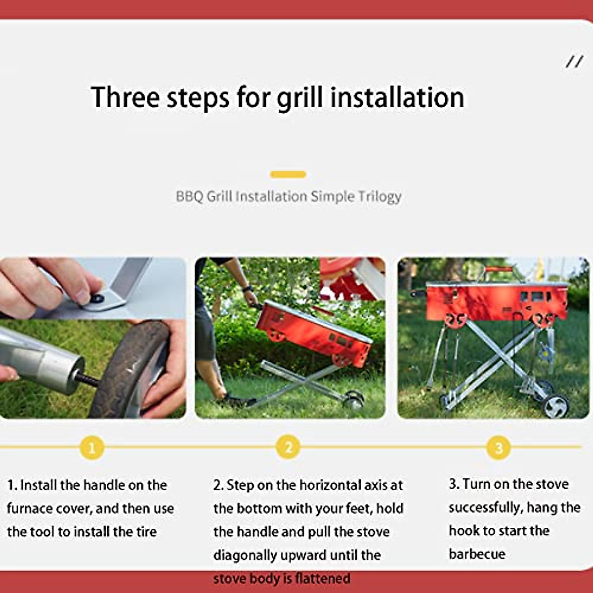 Camping Folding Car Portable Barbecue,with Folding Table Home Outdoor Courtyard Charcoal Grill Picnic